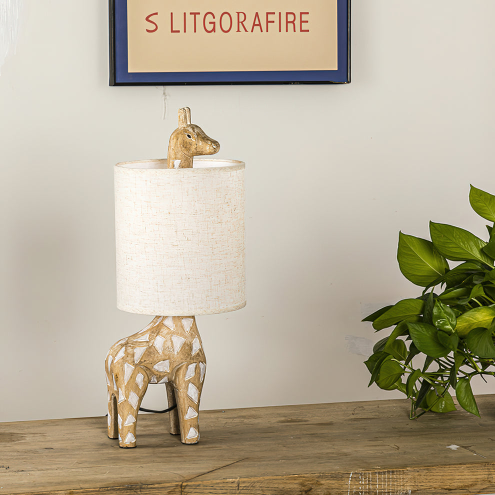 Carved Wood Animal Table Lamp – Radilum